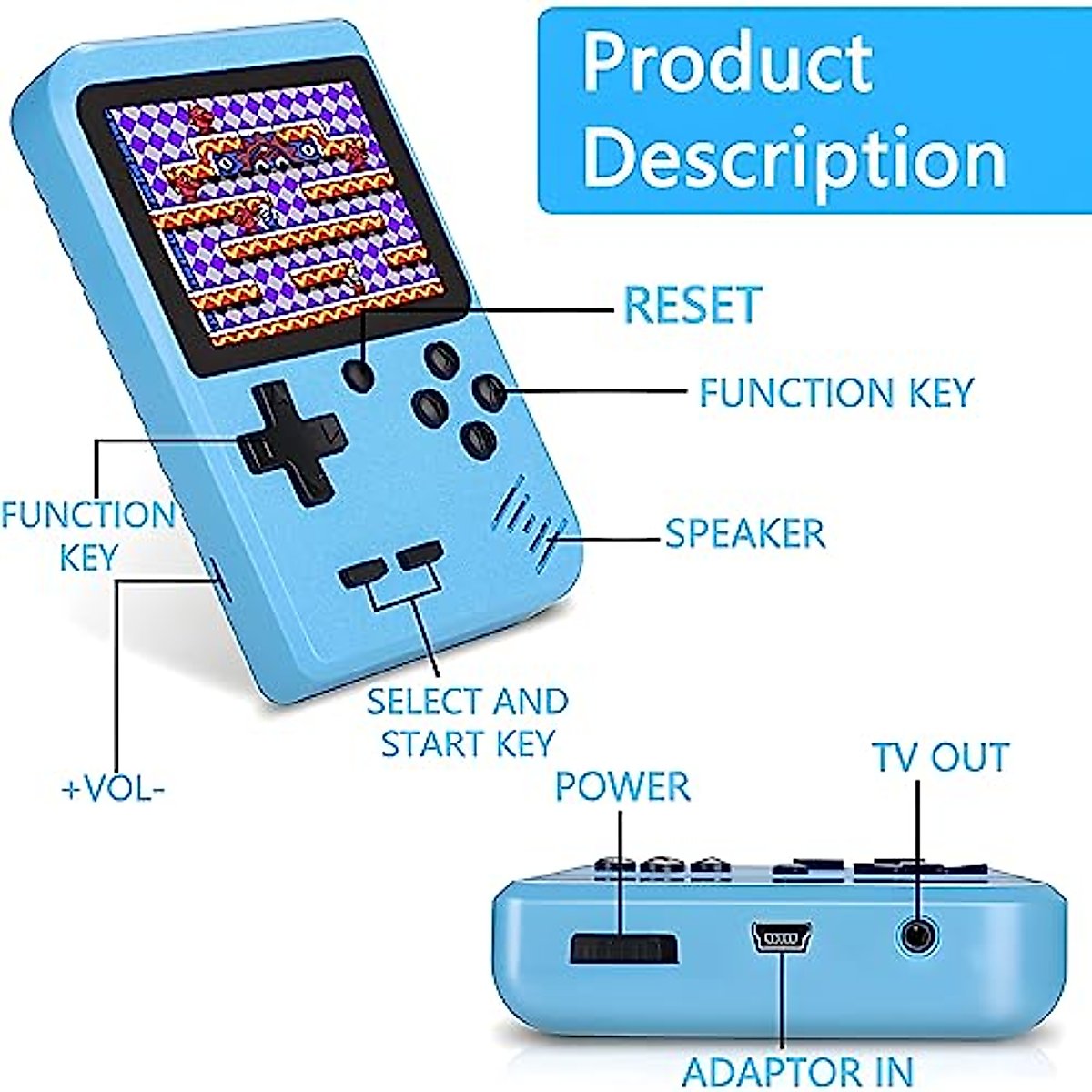 Tlsdosp Handheld Game Console, Portable Retro Video Game Console Upgrade 800 Classic FC Games, Large Battery Capacity of 1020mAh, USB Charging, Electronic Game Player Birthday Xmas Present Storage Bag