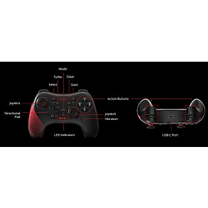 Acer Nitro Wired Gaming Controller - Featuring Joystick, Directional Pad, Turbo Button, Action Buttons and LED Indicator Lights - Compatible with Windows and Android Devices