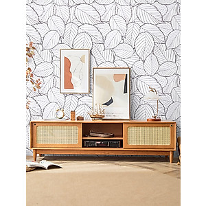 Kitico Gray Leaf Wallpaper 17.7''x197'' Modern Gray Leaf Peel and Stick Wallpaper Removable Self Adhesive Wallpaper White and Gray Leaves Contact Paper forBedroom Home Decoration