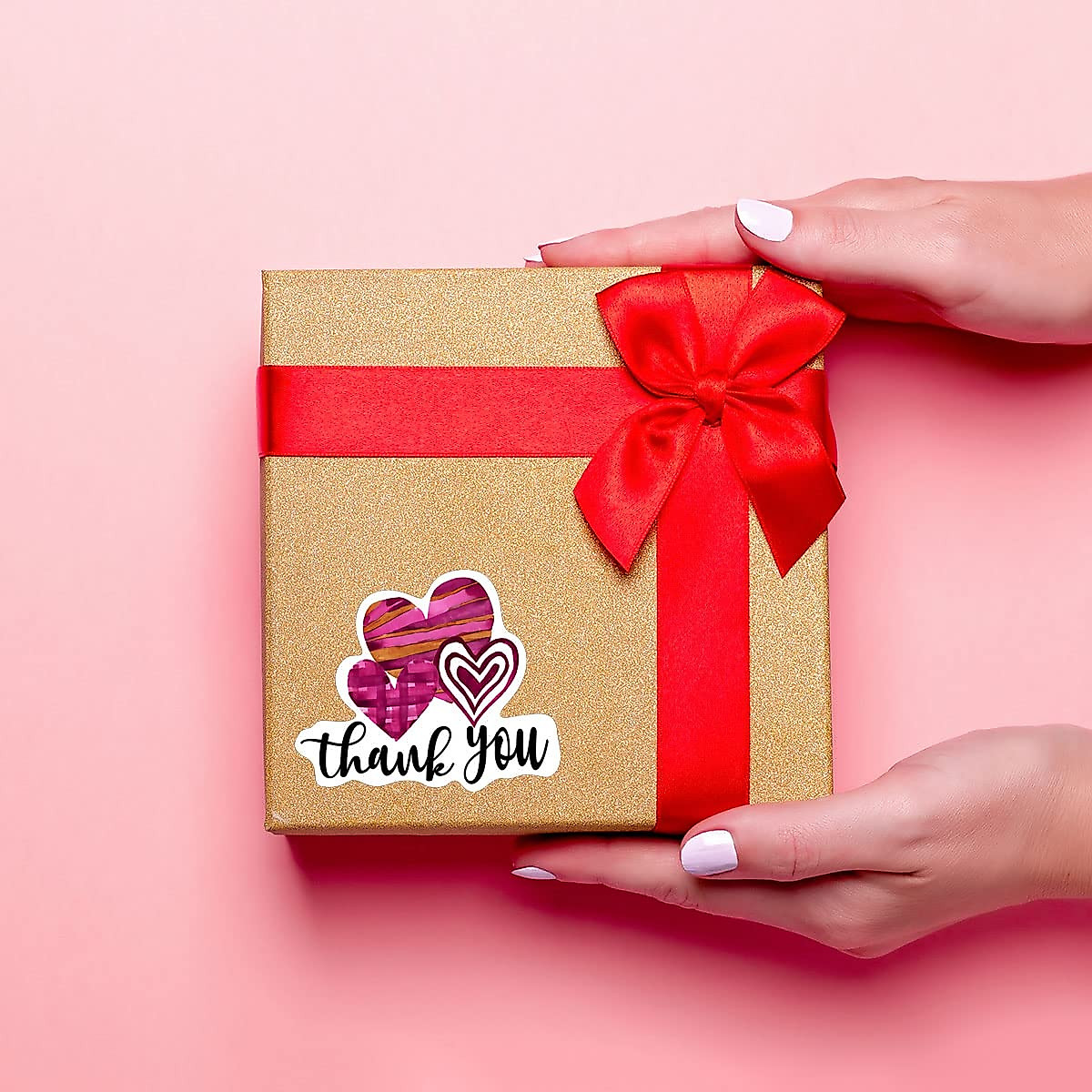 Littlefa Cute Pink Heart Shaped Thank You Small Business Stickers,Thank You Stickers,Bakeries Stickers,Handmade Stickers,Small Business Stickers, Envelopes Stickers, Gift Bags Packaging 500 PCS