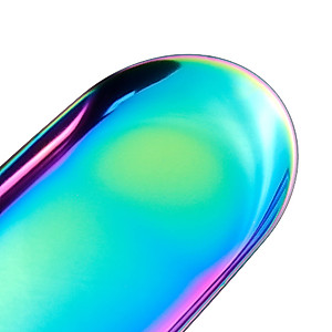 WDONAY 2 Pcs Stainless Steel Jewelry Tray Fruit Tray Storage Tray Desktop Storage Tray Metal Oval Tray Multicolor