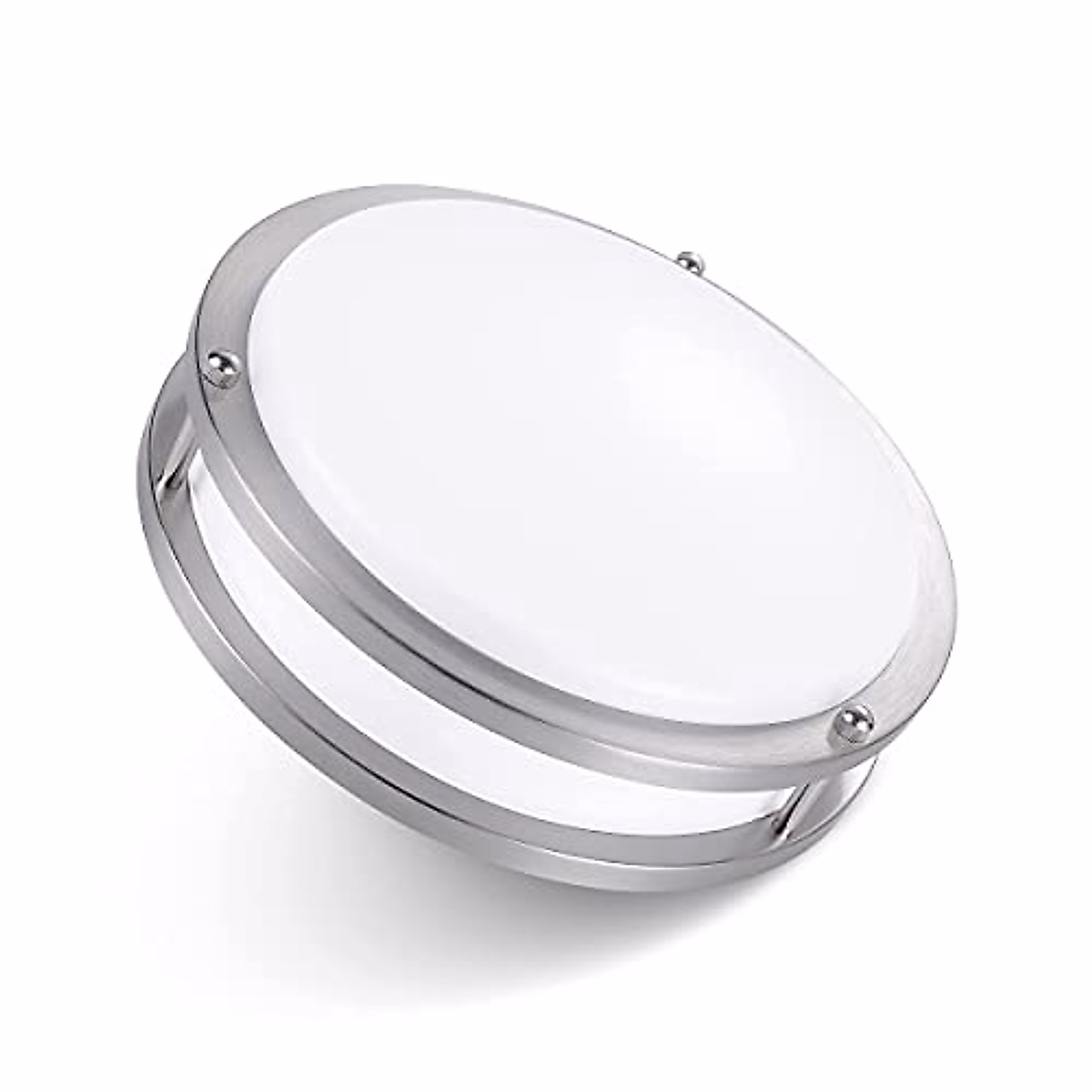 10-Inch Double Ring Dimmable LED Flush Mount Ceiling Light, 16W (95W Equivalent), 1120lm, 2700K Warm White, Brushed Nickel Finish Steel, ETL Listed, Commercial or Residential 2 Pack