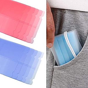 Kare & Kind 30x Facial Mask Storage Clip Folder - Reusable Cover Holder - Portable Mask Organizer to Protect and Store Disposable Masks Neatly - For Home Office Travel - Pink/Blue/Transparent