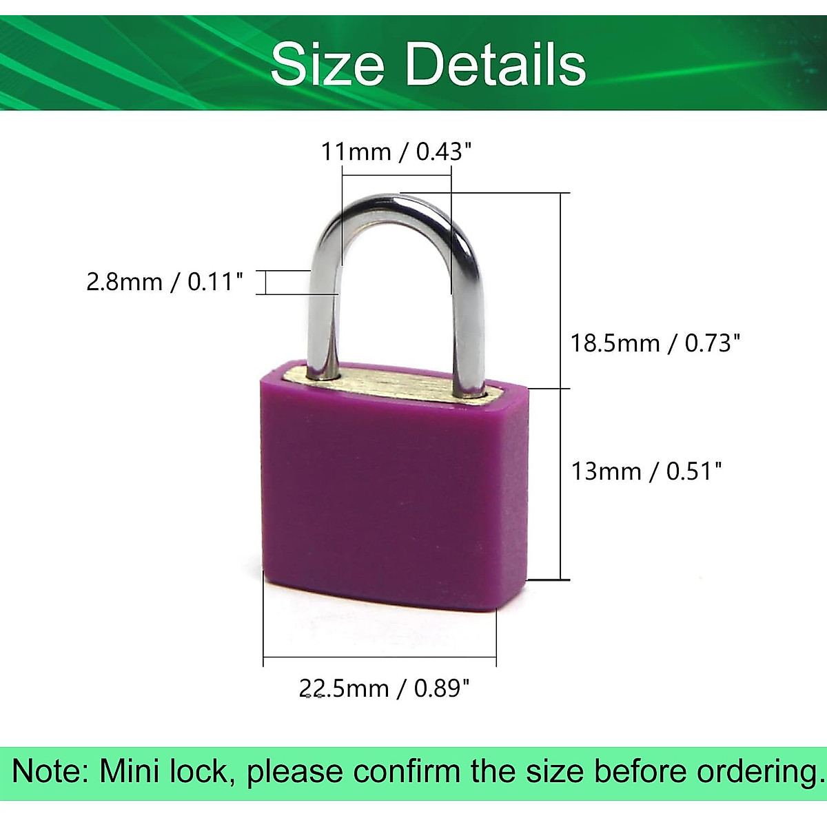 Yinpecly 1Pcs ABS Keyed Padlock, Waterproof Suitcase Padlock with Keys, Anti Rust Outdoor Lock for Cabinets Drawers 0.89'' Wide Zinc Alloy Body Shackle Purple Keyed Different