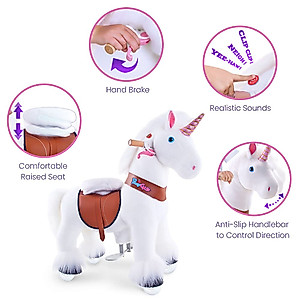 The ORIGINAL Ponycycle Pony Cycle Ride on walking horse without battery - Small White Unicorn 2-5 years old