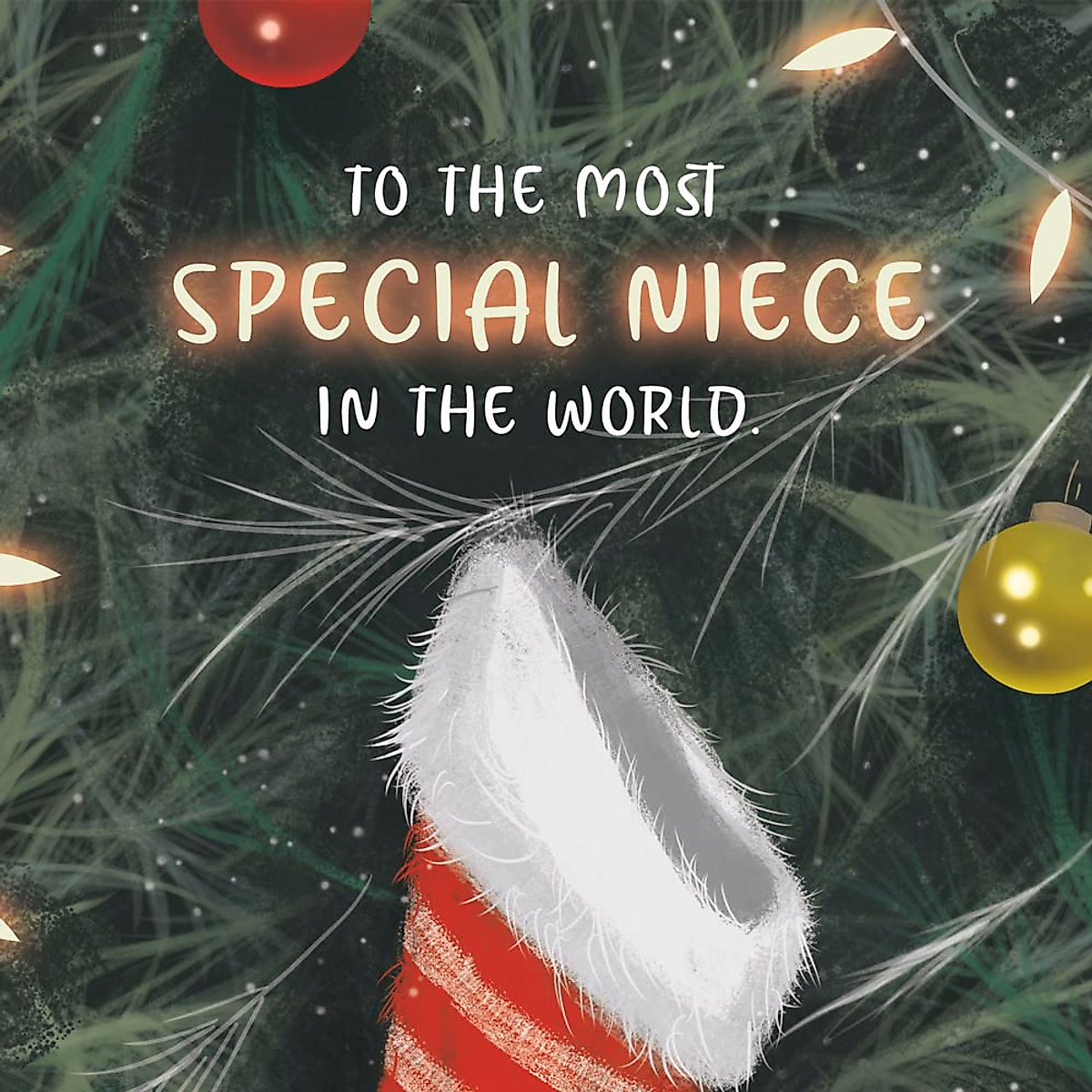 Prime Greetings Christmas Card For Niece, Made in America, Eco-Friendly, Thick Card Stock with Premium Envelope 5in x 7.75in, Packaged in Protective Mailer