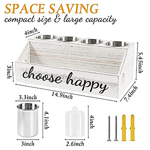 Hair Tool Organizer, White Hair Dryer Holder Rustic Wood Blow Dryer Holder Hair Product Straightener Holder Wall Mount Vanity Accessories Bathroom Sink Organizer Storage Stand Countertop Cabinet Door