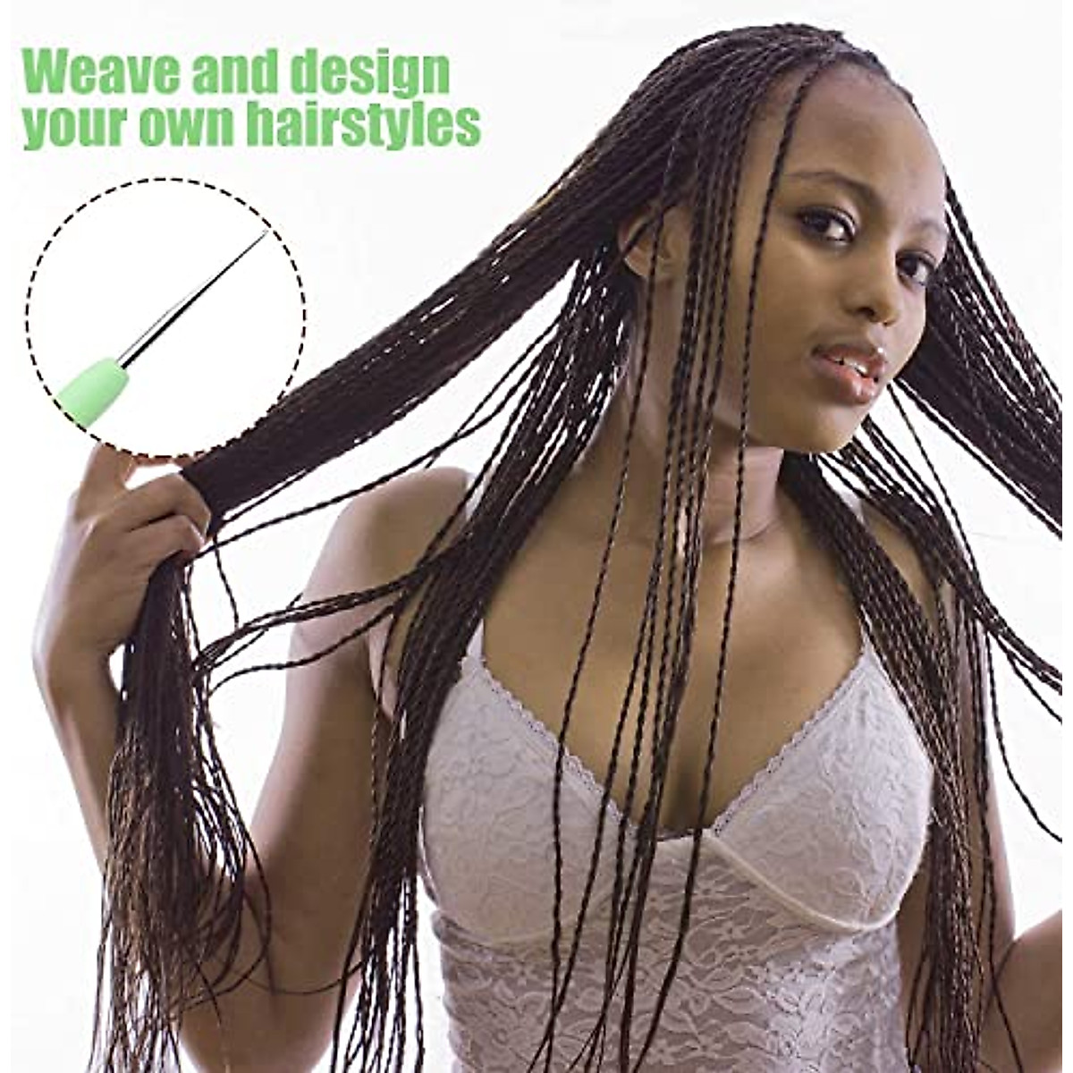 4 Pieces Dreadlock Crochet Hooks Tool 0.5mm 0.75mm Dreadlock Crochet Needle Tools for Braid Hair Weaving Locs Craft