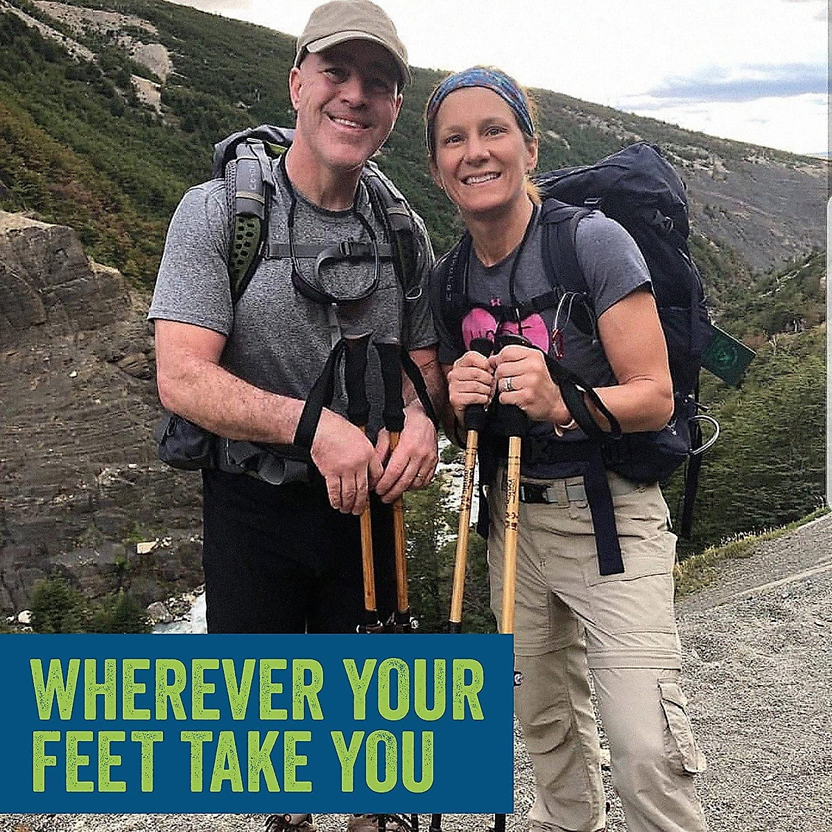 Trekking Bundle - York Nordic Adjustable Travel Pole with 2 Extra Sets of Feet