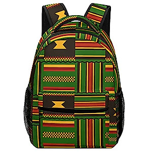 African Kente Cloth Tribal Print Unisex Laptop Backpack Lightweight Shoulder Bag Travel Daypack