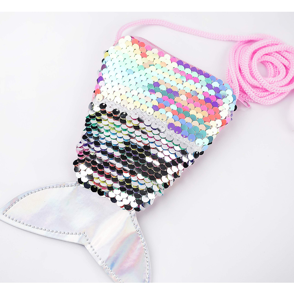 2pcs Little Girl Unicorn Purses Toddler Purses,1pcs Mermaid Bag with Cat Ear Hair Clips/Elastic Hair Ties and Plush keychain