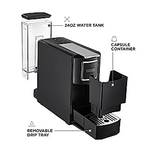 Crux Espresso Capsule Coffee Maker, Black & Silver