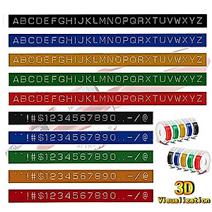 Embossing Label Tape Compatible with Dymo Label Maker,3/8 Inch 3D Plastic Labels Replacement for Dymo Organizer Xpress 12965 DYM 12966 Office Mate II (White on Black/Red/Blue/Yellow/Green)