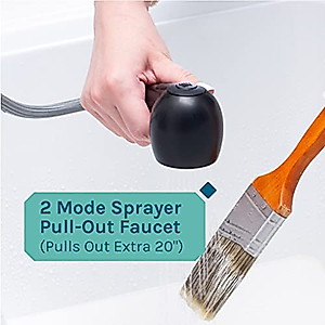 White Utility Sink by JS Jackson Supplies, Tehila Luxe Laundry Tub, Matte Black Pull-out Sprayer Faucet, Soap Dispenser