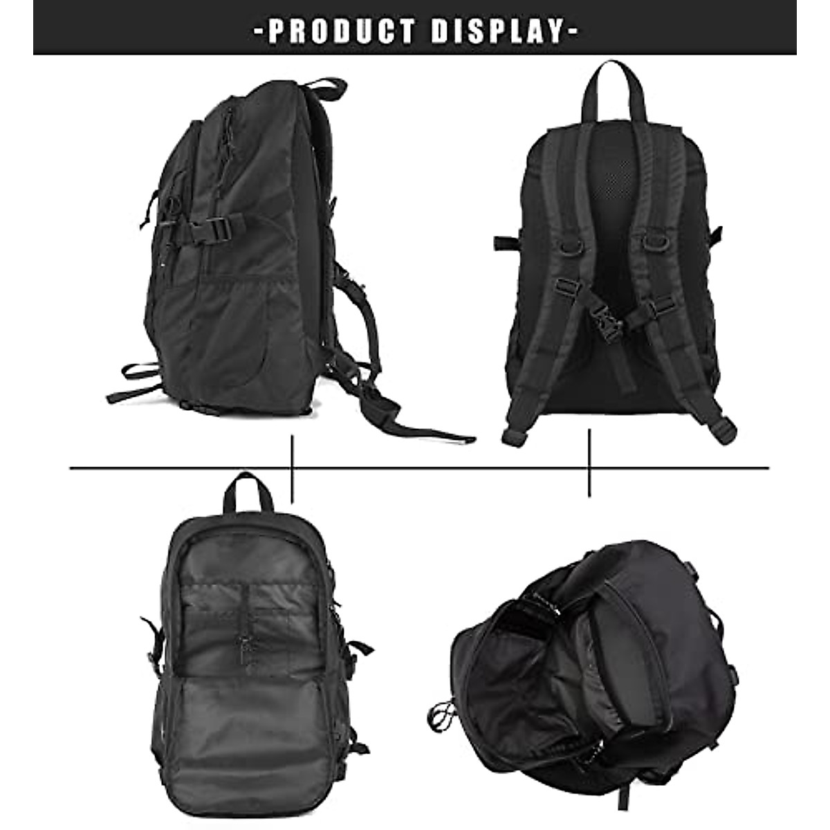 WolfWarriorX Backpack for Men Laptop Backpacks - for Hiking Outdoor Sports Black