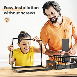 Tochek Under Sink Organizers and Storage, 2 Tier L-shaped Sliding Bathroom Organizer and Storage, Multi-purpose Pull Out Under Sink Organizer for Kitchen Bathroom, Black