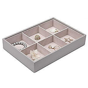 Vlando Miller Jewelry Tray-Six compartment,Multiple Color Combinations, Large Capacity Multi-Layer Design and Fashion(Grey)