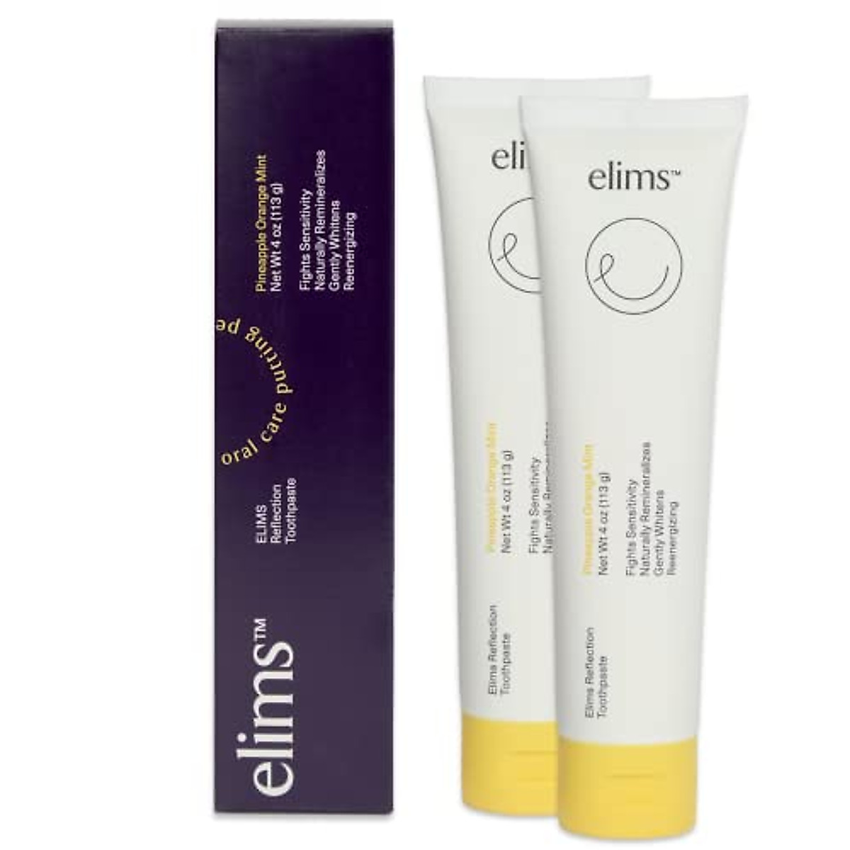 ELIMS Nano Hydroxyapatite Fluoride Free Toothpaste - Natural Xylitol Remineralizing Toothpaste for Whitening Sensitive Teeth - SLS Free Orange Pineapple Mint Flavored Toothpaste for Adults & Kids - 2 Pack