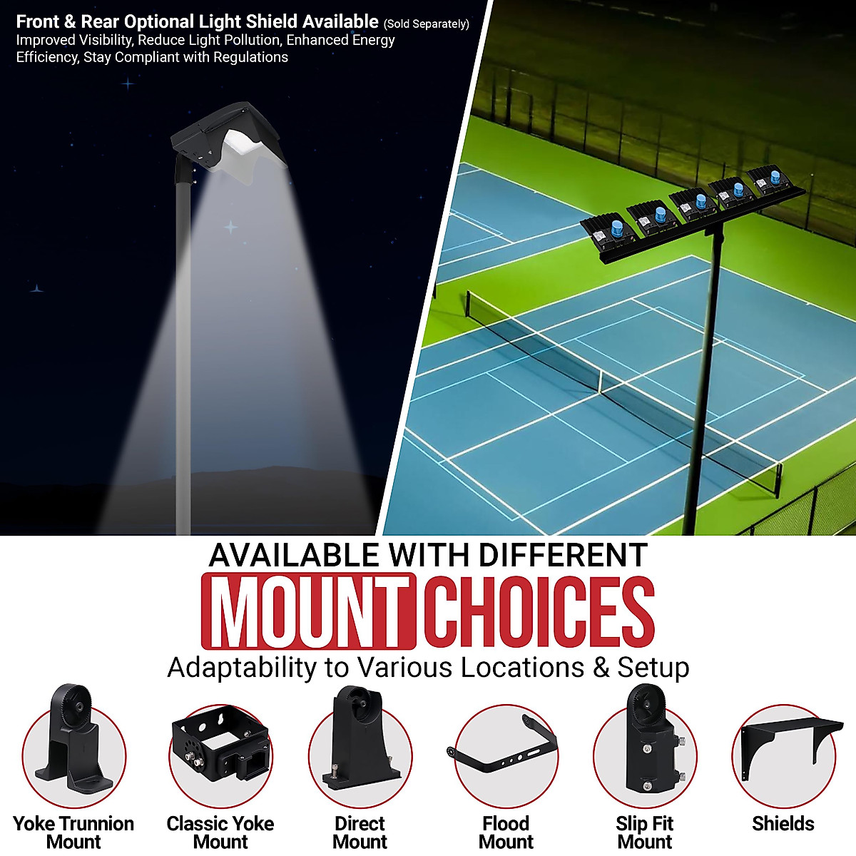 RuggedGrade 150 Watt - NextGen IV Series LED Flood Light with Photocell - 21,000 Lumen - Color Selectable 30K/40K/50K - Flood Mount - Black