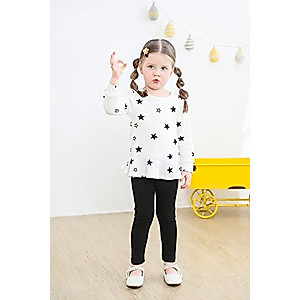 CuteMe Toddler Baby Girls Clothes Set Cute Star Print Long Sleeveand and Pants 2 Pieces Outfits (002,White,110)