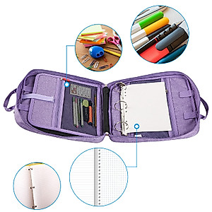 GXaryFulin Zipper Binder with Shoulder Strap & Handle, 3 O-Ring Binder for Office & School Supplies (2 inch, Blue)