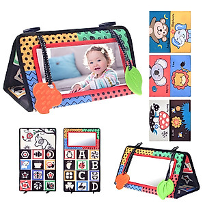 JOLIE VALLÉE TOYS & HOME Baby Mirror Toy Infant Soft Book High Contrast Babies Toy Touch and Feel Crinkle Book for 0-6months Toddler Toys (Colorful Soft Toy for Baby Girl&boy)