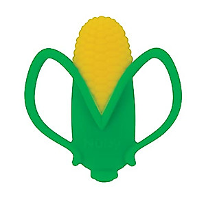 Nuby Veggie Teether for Teething Relief - Soft Baby Teething Toy - 3+ Months - Corn