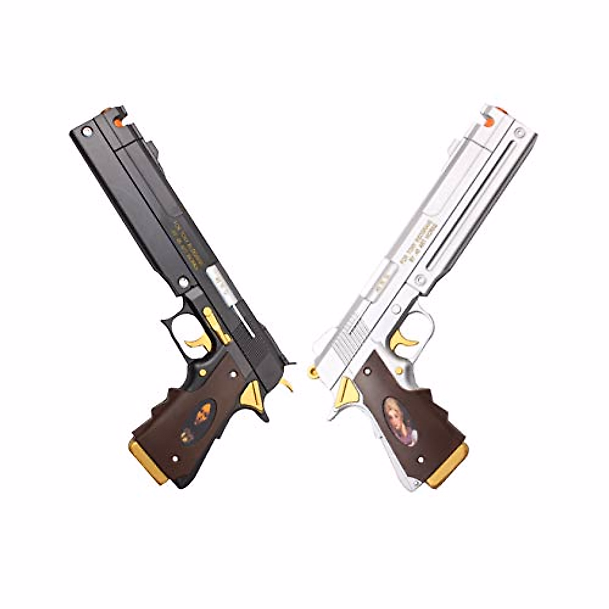 Blazing S. New Game Dante Ebony and Ivory Foam Gun Hand Cannon Prop Cosplay Game Anime Xmas (Black & Silver Set)