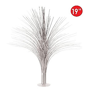 Beistle 2 Piece Plastic Metallic Silver Spray Centerpieces For Happy New Year Decorations, Awards Night Tableware, Birthday Party Supplies, 19"