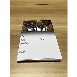 QualityVibe Black & Gold balloons Invitations Set of 25 with envelopes. Invites for Anniversaries, birthdays, sweet 16, bridal showers, baby showers, milestones birthdays and more.