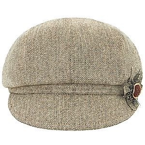 Juiterchy Women Retro Classic Visor Newsboy Cabbie Cap Beret Hats with Flower Buckle for Woman Ladies