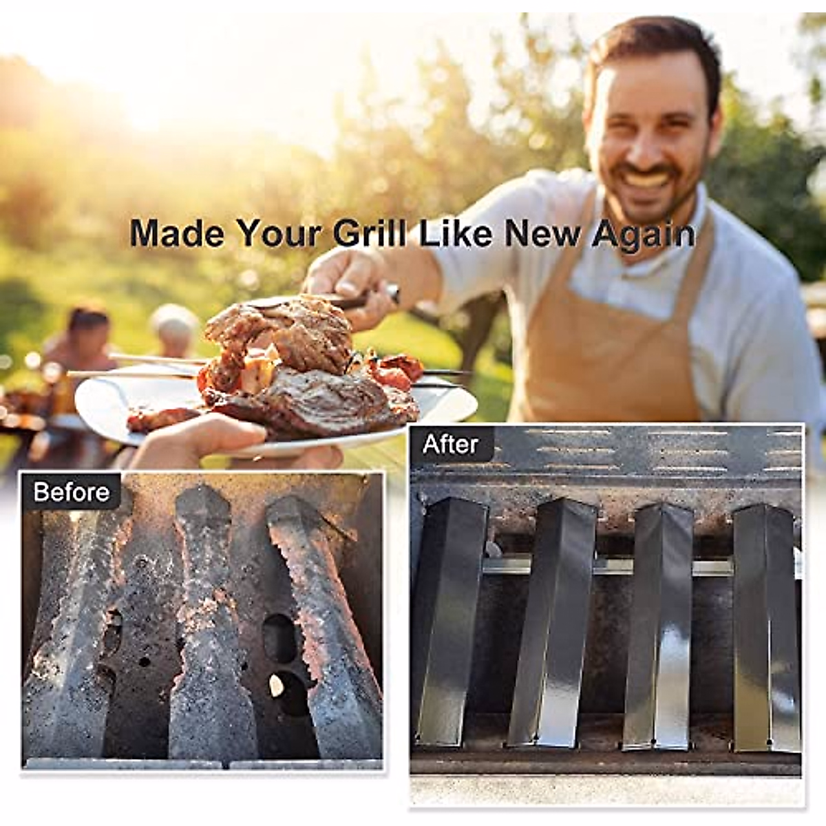 Criditpid Grill Replacement Parts for Brinkman 810-3660-S, 810-3661-F Models. Grill Heat Plate Shields, Pipe Burner Tubes and Crossover Tubes for Brinkman 810-3660-S.