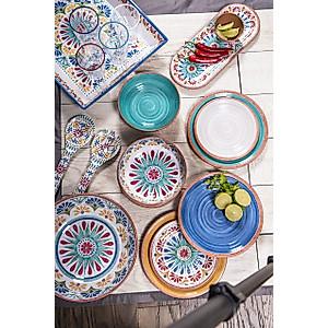 TarHong Abode Homewares Rio Medallion Round Platter, 14", Pure Melamine, Indoor/Outdoor