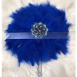 1pcs One-Side African Turkey Feather Hand Fan for Bridal Wedding Handmade Nigerian Eventaille Marriage Hand Fan - One Sided Hand Fan