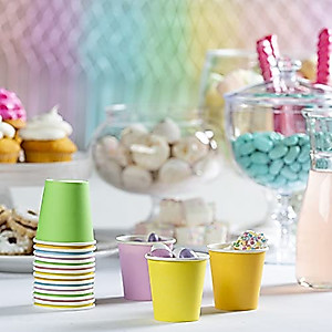 [300 Count] 3 oz. Small Paper Cups, Disposable Mini Bathroom Mouthwash Cups - Assorted Colors