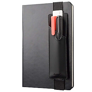 Adjustable Elastic Band Pen Holder, Pencil Holder, Pen Sleeve Pouch for Hardcover Journals, Notebooks, Planners, Fits Notebooks from 8" to 11” in Height, Hold 2 or 3 Pens, PU Leather, Detachable.