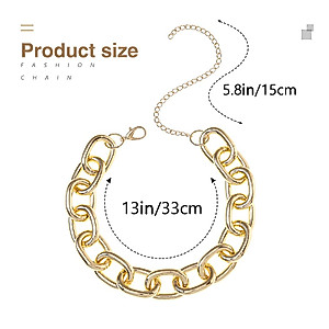 ACEDRE Chunky Choker Necklaces Gold Cuban Link Chain Hiphop Thick Clavicle Statement Necklace Punk Neck Jewerly for Women and Men (A-Gold)