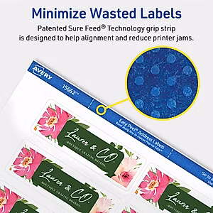 Avery Printable Address Labels with Sure Feed, 1-1/3" x 4", Matte Clear, Permanent Adhesive, Laser Printers, 140 Blank Mailing Labels, Great for Mailing, Product Labels, Jar Labels, and More (15662)