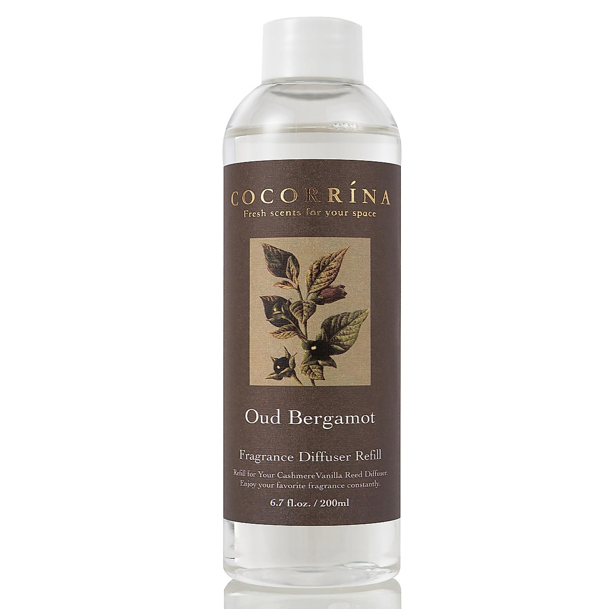 COCORRÍNA Reed Diffuser Refill - Oud Bergamot 6.7 oz. Reed Diffuser Oil Refill Home Fragrance for Bedroom, Bathroom Home Decor