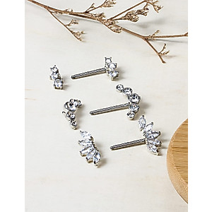 Lcolyoli 14G Surgical Steel Straight Barbell Rings Diamond Straight Shield Barbell Ring Staight Bar Body Piercing Jewelry for Women Men