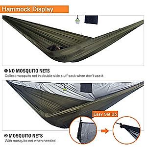 onewind 11Ft Camping Hammock with Mosquito Net Adjustable Ridgeline Double Hammock Portable Lightweight Hammock Ripstop Nylon Sturdy and Durable with 2*12Ft Tree Straps for Camping Hiking Backpacking