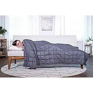 AckBrands 60" x 80" - 15 Lb Weighted Blanket - Slate Gray - Premium Cotton with Glass Beads - Double Stitched Edges - Veteran Owned