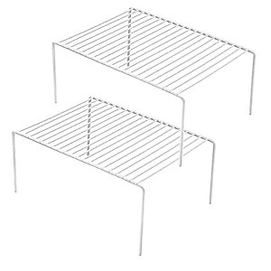 Redrubbit Medium (13 x 9. 4 Inch) Cabinet Storage Shelf Rack, Rustproof Kitchen Counter and Cabinet Shelf, Storage Rack Organizer for Kitchen, Fridge, Cabinet, Bathroom, Set of 2