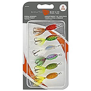 South Bend Prism Spinner Kit | Multi-Colored Fishing Accessories | Pack of 6