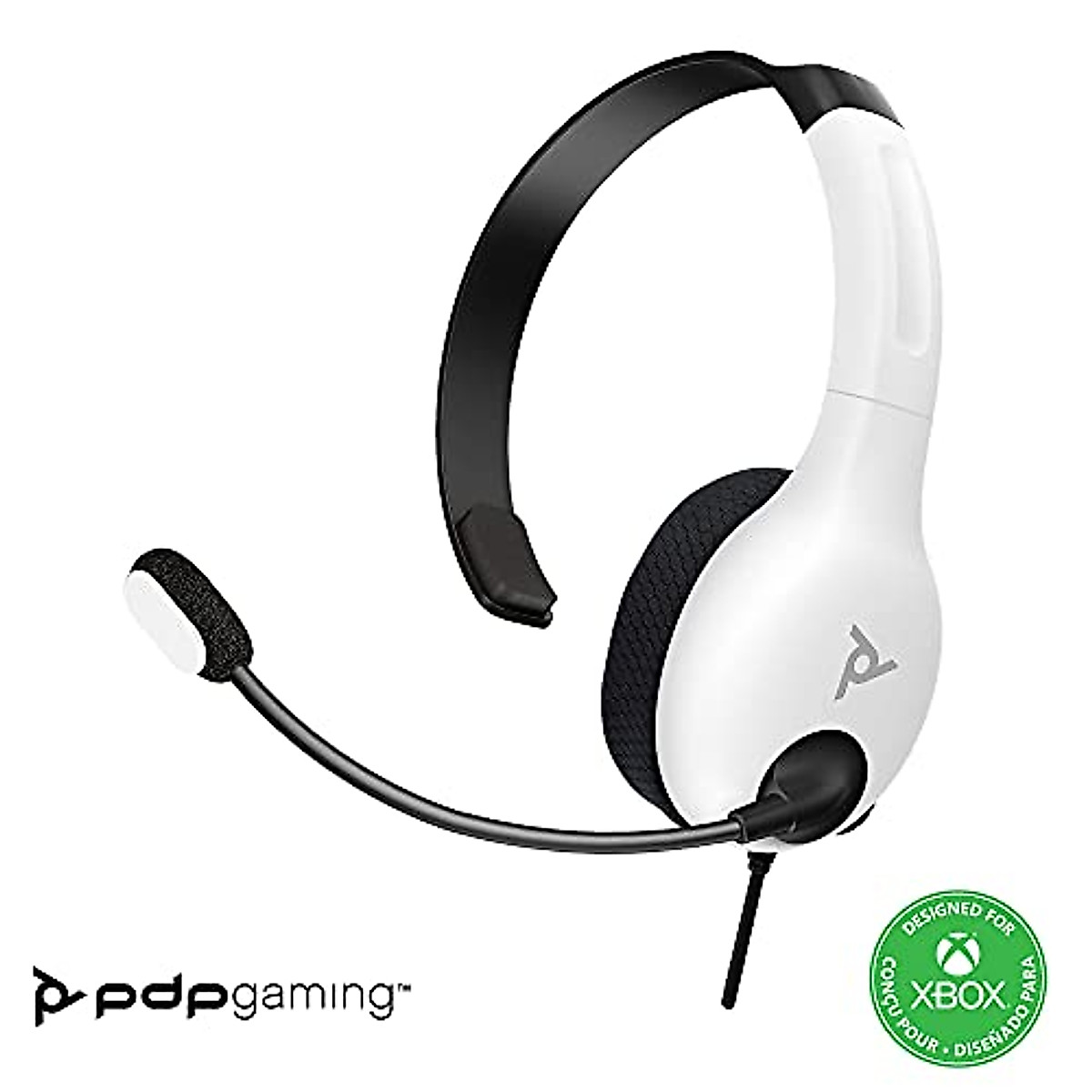 PDP LVL30 Wired Headset with Single-Sided One Ear Headphone for PC, Xbox - Mac, Tablet Compatible - Noise-Cancelling Mic - Lightweight, Cool Comfort, Great for Gaming, School and Remote Work - White