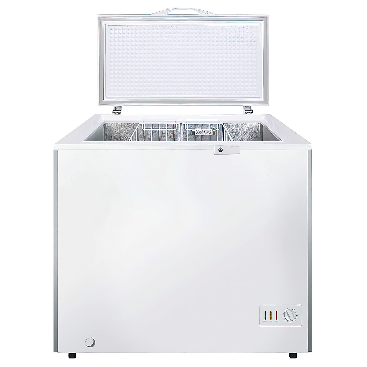 Summit Appliance SCFM73 Commercial Use 6.7 Cu.Ft. Chest Freezer, Lock Included, Manual Defrost, Visual Temperature Alarm, Removable Thermometer, Hammered Aluminum Interior, Adjustable Thermostat