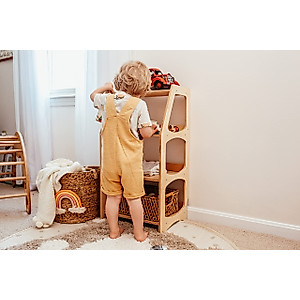 WOOD&ROOM Montessori Inspired Book Organizer for Kids Room Shelf for Classroom and Home | Promotes Independence and Learning | Sturdy and Safe Bookcase for Toys and Books (Shelf 4S)