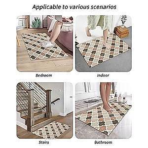 Front Entrance Floor Mats, Non Slip Bathroom/Kitchen Mat Absorbent Durable Small Rugs, Retro Geometric Morocco Tile Pattern Print Door Mat Indoor/Outdoor Carpet Shoes Scraper 18x30 inch