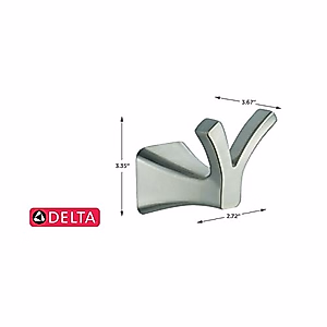 DELTA FAUCET 75235-SS Tesla Double Robe Hook, Stainless