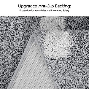 LIVEBOX Polka Dots Area Rugs, 3’x 5’ Kids Play Mat Soft Plush Baby Crawling Mat Non-Slip Throw Carpet for Teen Girl Living Room Bedroom Playroom Nursery Decor Best Shower Gift (Gray)